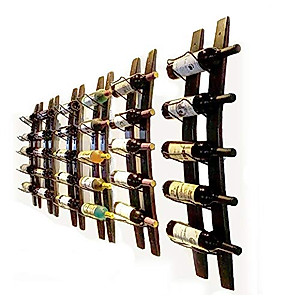 RONIXE Wall Mounted Wine Racks Rustic Barrel Stave Hanging Wine Bottle Holder Wooden Wall-Mounted Wine Rack Wine Shalf for Home Bar…