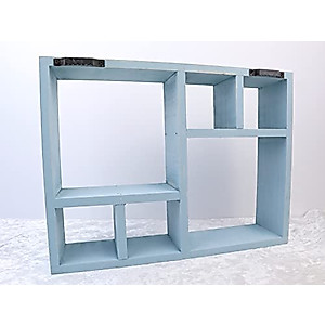 Mini Crystal Display Shelf by Shelf & Stone, Rustic Wall-Mounted Floating Shelf for Farmhouse Décor. Great Nightstand/Apothecary Shelf for Fossils, Reiki Crystals, Countertop Organizer (Patina Green)