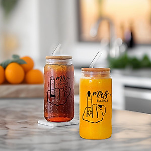 Engagement Gifts for Couples - Wedding Gifts for Couples 2023 - Mr and Mrs Gifts - His and Hers Gifts - Wedding Presents - Engagement Party Decorations - Beer Can Glass Cups Set for Newlyweds Couples