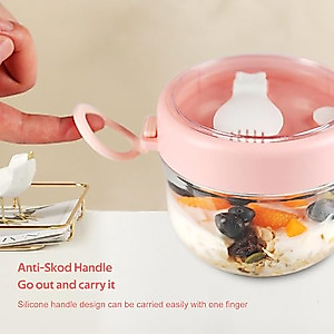 JAOBHAHY Mason Jars for Overnight Oats,4PCS Overnight Oats Jars with Lid and Spoon,20 oz Plastic Overnight Oats Jars with Large Capacity Airtight for Salad Yogurt,Cereal,Fruit