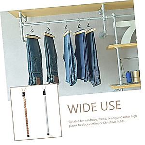 Cabilock 8 Pcs Metal Clothes Hangers Pull up Bar Outdoor Window Covers for Home Clothes Reaching Rods Extension Pole Hook Retractable Clothes Rod Clothes Fork Pole Clothes Reaching Pole CD