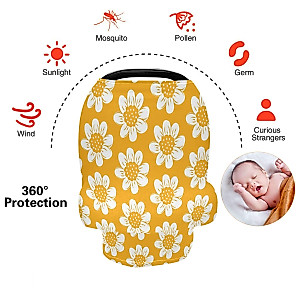 Nursing Cover Breastfeeding Scarf, Tropical Yellow Sunflower Car Seat Covers for Babies Infant Stretchy Soft Breathable Infant Stroller Cover, Carseat Canopy for Girls Boys