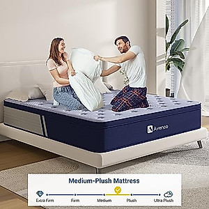 Avenco Twin XL Size Mattress, 10 Inch Hybrid Twin XL Mattress in a Box for Pressure Relief & Sound Sleep, Individually Wrapped Pocket Coils Innerspring Mattress for Motion Isolation, Medium Firm