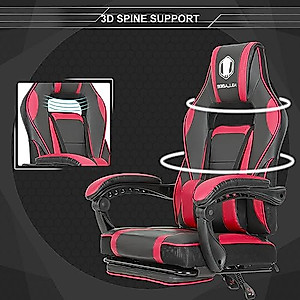 HEALGEN Massage Gaming Chair with Footrest, Racing Computer Desk Office Chair High-Back Swivel Recliner Chair with Linked Aremrest and Flexiable Lumbar Support