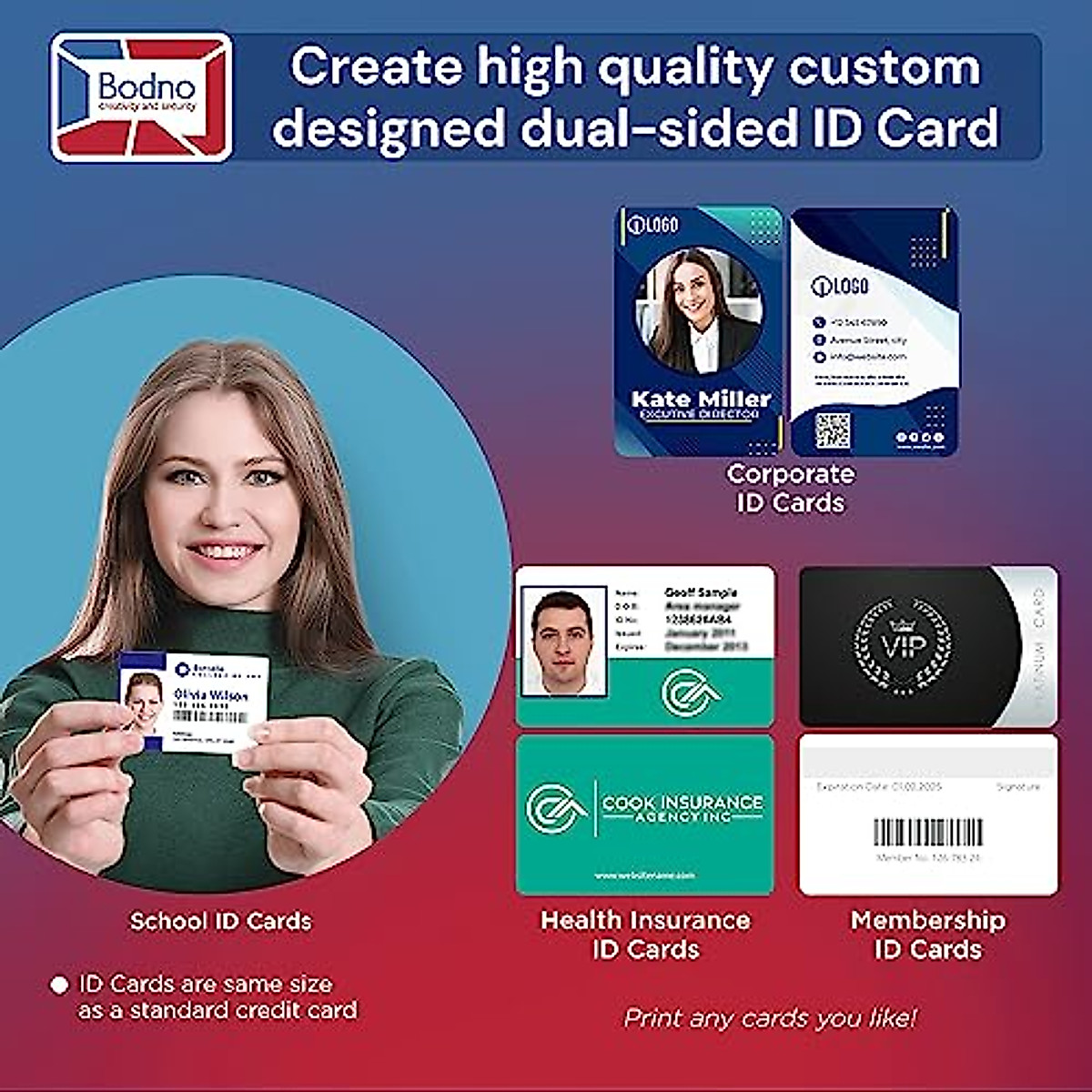 Bodno Fargo HDP5000 Dual Sided ID Card Printer & Complete Supplies Package with Silver Edition Software