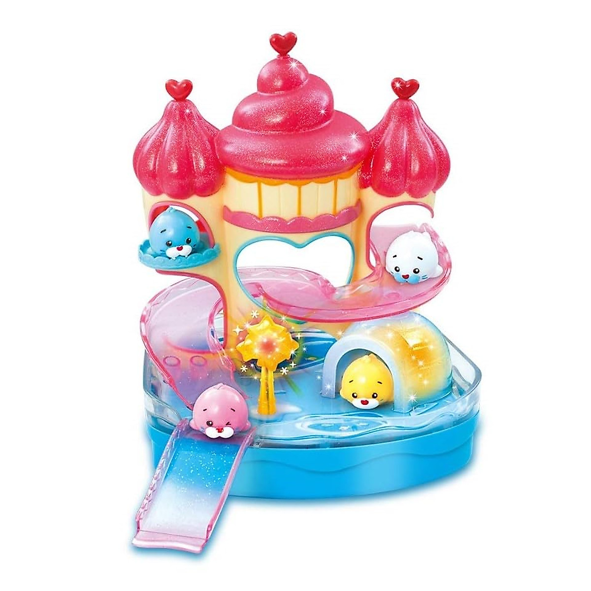 TOYTRON Baby Seal Harp, Harp and Friends, Ice Cream Castle, Battery Operated Interactive Playset Toy with Various Light and Sound Effects - 3 Years and up