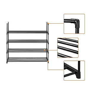 legendary-Yes 4-Tier shoe rack organizer storage bench stand for mens womens shoes closet with iron shelves holds up to 24 pairs