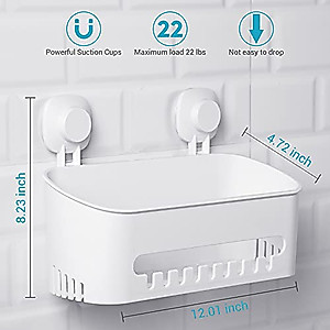 Budget & Good Shower Caddy Suction Cup and Elegear Heavy Duty Shower Suction Hooks (4-Pack) Bundle
