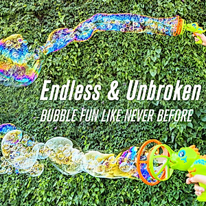 Bubble Gun for Kids Ages 4-8 - Big Bubble Machine for Toddlers 1-3-5 Year Old, Giant Bubble Wand for Outside, Boy Birthday Gifts Ideas, Dinosaur Bubble Blower, Large Bubble Maker, Outdoor Bubble Toys