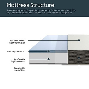 Zayton 4-Inch Tri-Folding Portable Floor Gel Memory Foam Mattress | Comfortable Support, Standard Size, Cot Pad, Breathable Mesh Sides with Ultra Soft, Removable and Washable Cover, Queen, White