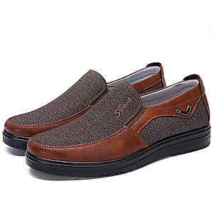 COSIDRAM Mens Loafer Casual Shoes Canvas Lightweight Driving Travel Walking Shoes Soft Slip on Brown 12