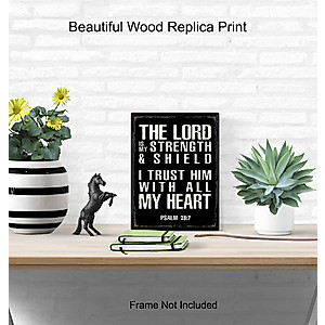 Religious Christian Gifts for Men - Catholic Decor Wall Art - Man Cave, Home Office, Boys Bedroom - Holy Scripture Bible Verses - Inspirational Positive Spiritual Quotes - Motivational God Sayings