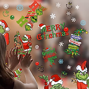 9 Sheets Christmas Decorations Window Clings - 102pcs Christmas Window Stickers Double-Sided with Christmas Tree Reindeer Snowflakes Decals for Christmas Holiday New Year Home School Party Supplies