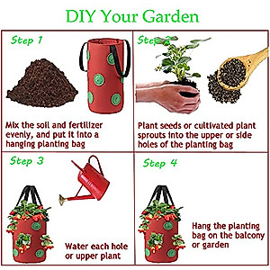 Grow Bags 3 Gallon for Strawberry Vegetables 12 Planting Holes, Sturdy Hanging Handle Thickened Breathable Felt Cloth, Plant Grow Bag for Carrot Onion Tomato Potato Roses