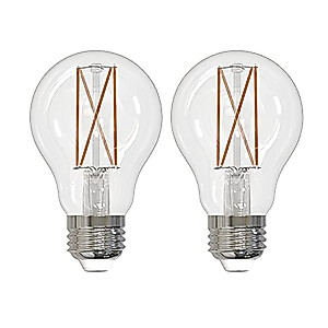 Bulbrite Pack of (2) 8.5 Watt Dimmable Clear Filament A19 Medium (E26) LED Bulb - 850 Lumens, 3000K, and 90 CRI