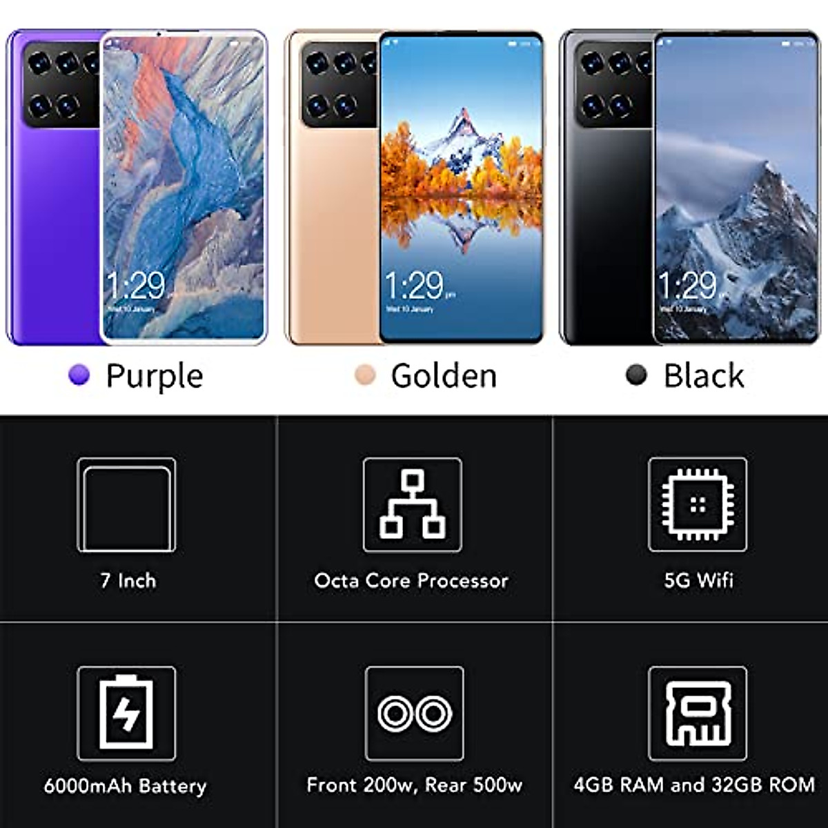 Janzoom HD Tablet, 7 Inch IPS 100240V 1200x1920 32GB Tablet 4GB 32GB Dual SIM Dual Standby for Study (US Plug)