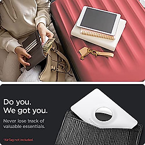 Spigen Air Fit Designed for Apple AirTag Wallet Card Case Cover AirTag Holder for AirTag Keychain Ring (2021) - White