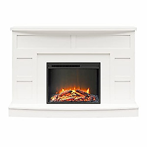 Ameriwood Home Barrow Creek Mantel with Fireplace, White