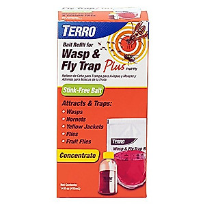 TERRO T515 Wasp & Fly Trap Plus Fruit Fly – Refill, 1 Pack