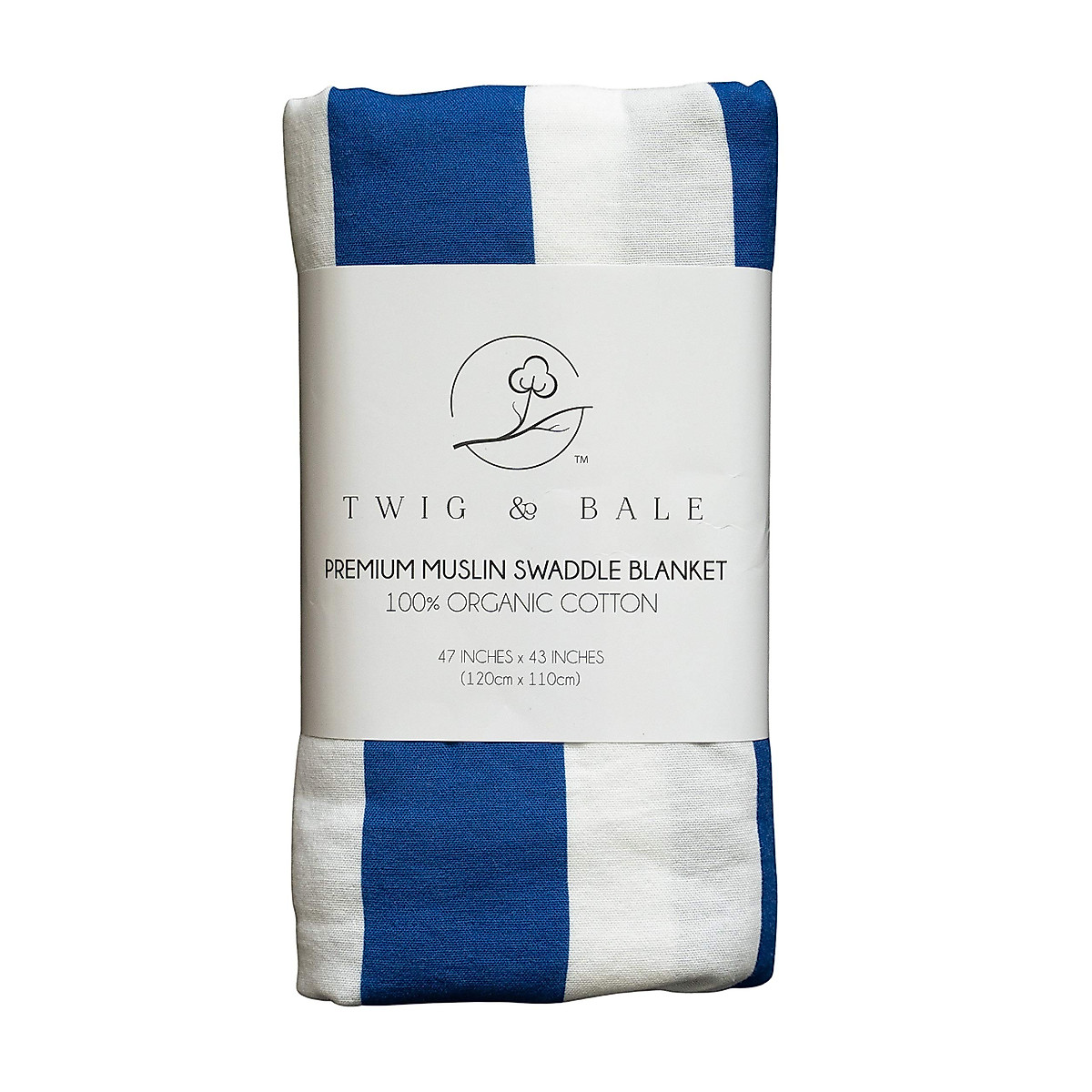 TWIG & BALE Durham North Carolina Duke Baby Blanket Organic Cotton Muslin Swaddle Blanket - 47" x 43" - Fans of Duke Baby Gift for Boys Girls Newborn Receiving Blanket