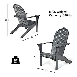 Giantex Adirondack Chair Acacia Wood Outdoor Chairs with 350 lbs Weight Capacity, Weather Resistant Lounge Armchair for Yard, Patio, Garden, Poolside, Balcony, Deck Fire Pit Chairs, Gray