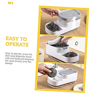 FRCOLOR Box Push Type soap Dispenser soap Spong Holder Sponge Sink Holder soap Dispenser Sponge Holder Kitchen soap Holder Dish Washing Dish Dispenser White Tray Dish Shape abs