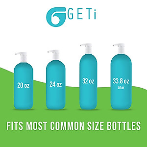 2-Pack Liter 33.8 oz Shampoo Conditioner Pump Dispenser | Fits Most Salon Brand Liter Bottles with a 1-inch diameter opening | White | by Geti Beauty