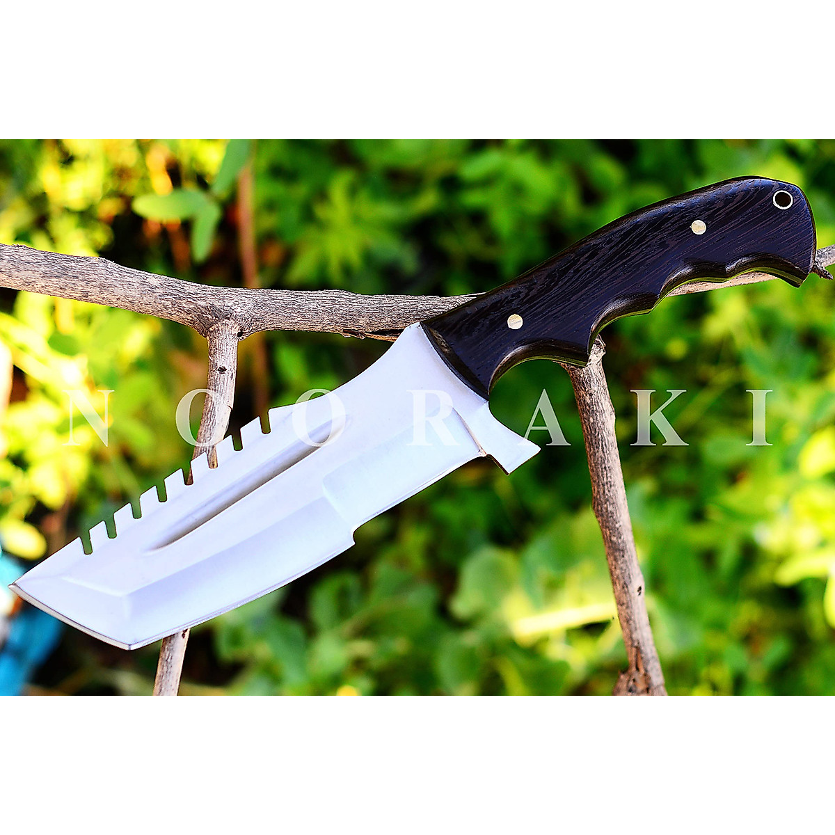 Nooraki - 10" Custom Handmade D2 Tracker Knife, Hunting knife, Camping knife, Bushcraft Knife, Survival Knife EDC, Full Tang With Sheath TRK-345