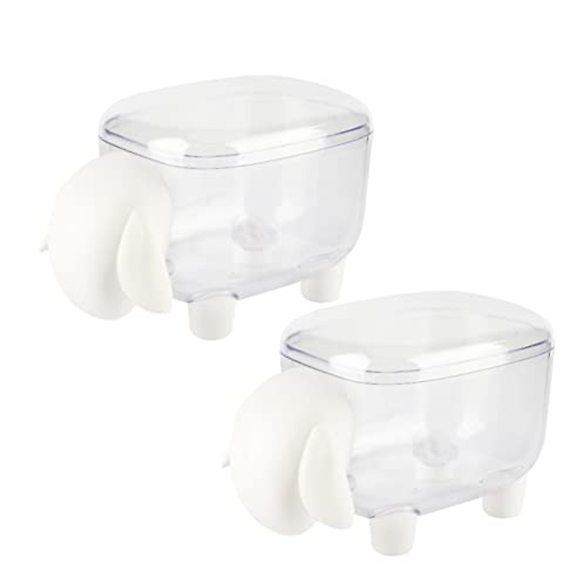 Cute Qtip Holder Dispenser, 2Pcs Cartoon Sheep Shape Cotton Swab Storage Box Cotton Balls Holder Bathroom Vanity Storage Canister(White)