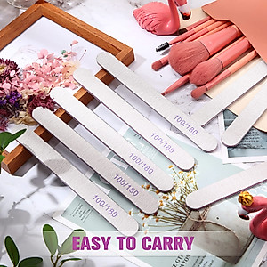 150 Pieces 100/180 Grit Nail Files Double Sided Emery Boards Washable Reusable Nail Buffers Manicure Tools for Natural Acrylic Toenails Home and Salon Use