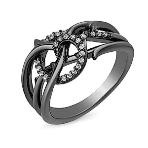 Ritika Created Round Cut White Diamond in 925 Sterling Silver 14K Black Gold Over Enchanted Villains Maleficent Diamond Wedding Engagement Ring for Women's