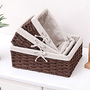 curfair Storage Box Storage Container Convenient Sundries Box Sturdy Construction Good Load Capacity Fabric Multifunction Handmade Clothes Toys Rattan Storage Basket Household Supplies-Khaki-L