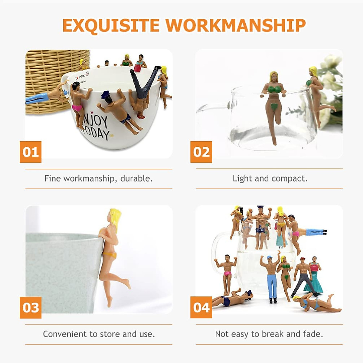 Kisangel 8pcs Miniature Wine Glass Markers Drinking Cup Markers Figures People Edges Doll for Wine Glass Drink Marker