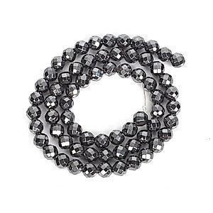 NHBT YU Natural Stone Beads Cut Angle Black Hematite Round Loose Beads for Jewelry Making Needlework Bracelet DIY 2-12 MM T87 (Color : H8466, Item Diameter : 4mm About 100 pcs)