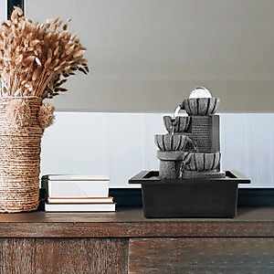 Dyna-Living Water Fountains Indoor Tabletop Water Fountain with LED Rolling Ball Feng Shui Waterfall Fountain for Modern Home Decor Office Living Room Decoration Home Gifts for Friends