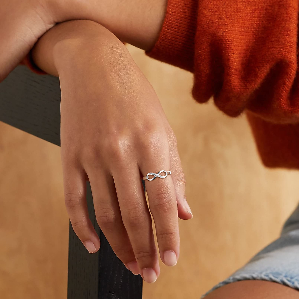 ChicSilver 925 Sterling Silver Ring Cubic Zirconia Cz Infinity Knot Rings for Women Eternity Wedding Band Promise Rings Size 12