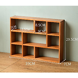 Shadow Box Display Shelf, Wall Mounted Wooden Hanging Display Shelf Floating Shelf Perfect for Little Figurines, Multi-Slot Wall Collection Freestanding Farmhouse Decor Display Case (Style I, Brown)