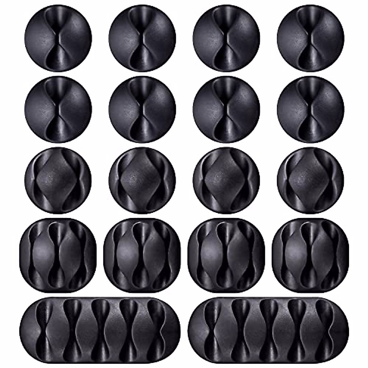 18 Pack Cable Clips Self Adhesive Cord Holders Ideal Cable Cords Management for Organizing Cable Wires Home, Office, Car, Desk Nightstand (18-Black)