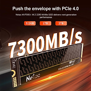 Netac 1TB PCIe Gen4x4 M.2 SSD Up to 7,300 MB/s NVMe Internal SSD with Aluminum Heatspreader High-Performance Storage for Desktop and Laptop PCs Works with PS5, NV7000-t
