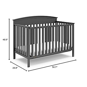 Graco Benton 5-in-1 Convertible Crib (Gray) – GREENGUARD Gold Certified, Converts from Baby Crib to Toddler Bed, Daybed and Full-Size Bed, Fits Standard Full-Size Crib Mattress