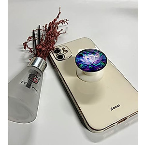 WUYULB Clear Glitter Purple Lotus Flower Design Expandible Collapsible Mobile Phone Grip Cell Phone Stand Holder for Smartphones Cellphone Accessory