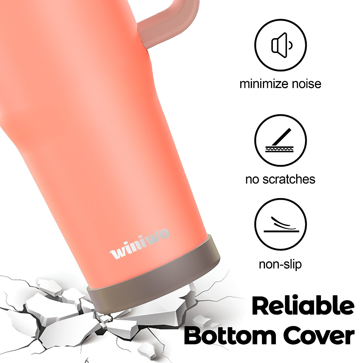 winiwo 40 oz Tumbler with Handle and Straw for Her, Flexible Straw, Insulated Tumbler Cups with Silicone Bottom, Keeps Beverages Cold Up to 24 Hours, Gym/Work/Travel/School/Gift（Christmas Red）