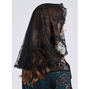 Lace Church Veil Headcovering Latin Mass (Elegant Black)