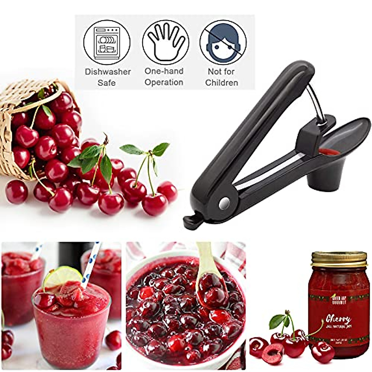 Cherry Pitter,Cherry Seed Remover Olives Pitter Tool, Cherries Corer Pitter Tool with Space-Saving Lock Design,Multi-Function Fruit Pit Remover for Making Cherry Jam ( Stainless Steel / Heavy-Duty)