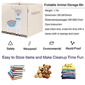 CLCROBD Foldable Animal Cube Storage Bins Fabric Toy Box/Chest/Organizer for Kids Nursery, 13 inch (Llama + Butterfly)