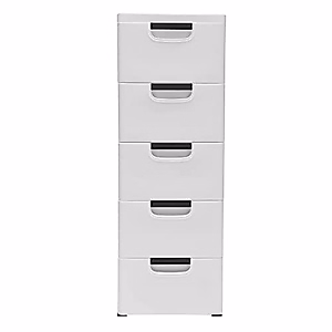 Gdrasuya10 5 Drawer Stackable Vertical Clothes Storage Tower, Plastic Dresser Storage Cabinet,Organizer Unit for Hallway Entryway Home Furniture White