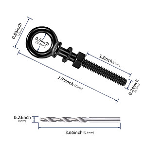 RiaYer 10 Pack Eye Bolt, 1/4” x 3" T316 Stainless Steel Eyebolts, Heavy Duty Shoulder Lifting Ring Threaded Eyebolts with Nuts and Washers HF038B