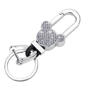 Savzokiw Key Chain with (2 Extra Key Rings) cute Car Keychain for Men and Women (Silver)