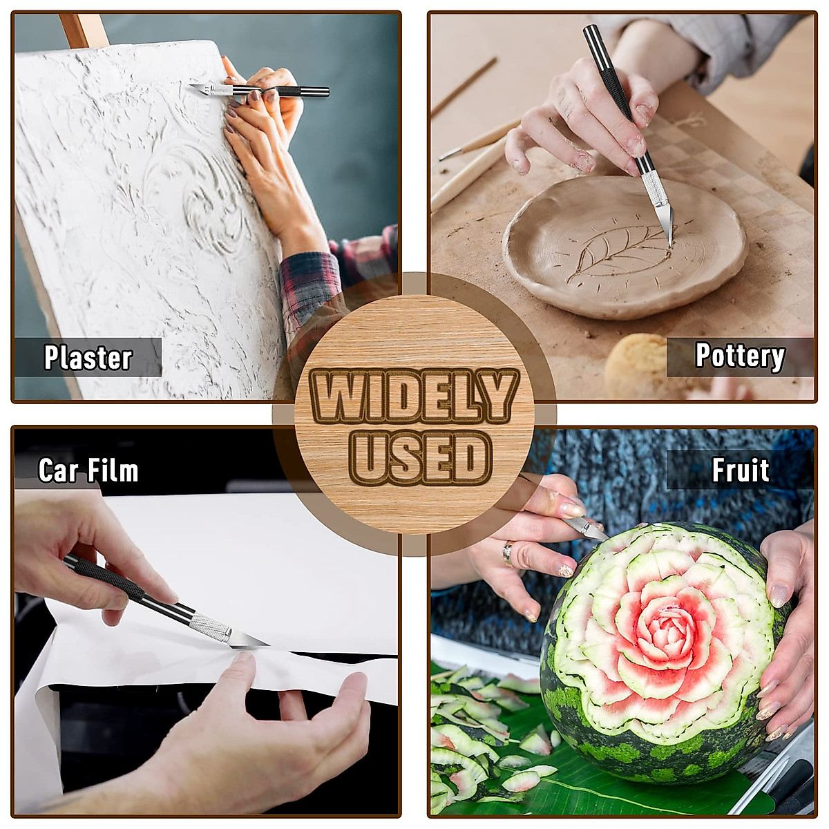 DIYSELF 2 Pack Exacto Knife for Crafting, Art, Hobby Knife for Fondant, Craft Knife Exacto, Precision Knife for Crafts, Leather, Art Knife Set, Exacting Knife Set with Extra 20 Blades #11(Black)