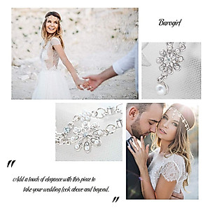 Unsutuo Hair Jewelry Head Chain Wedding Bohemian Floral Headband Elastic for Women and Girls… (Silver)